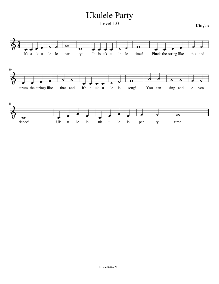 Ukulele Party Sheet Music for Piano (Solo) Easy | MuseScore.com