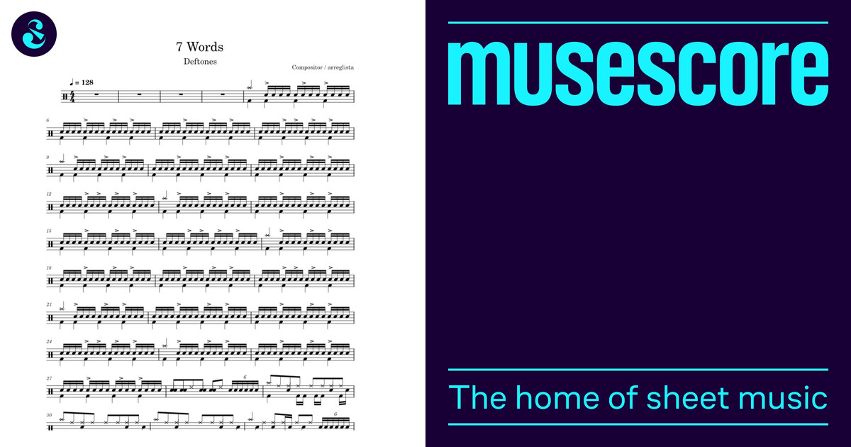 7 Words – Deftones Sheet Music for Drum group (Solo) | MuseScore.com
