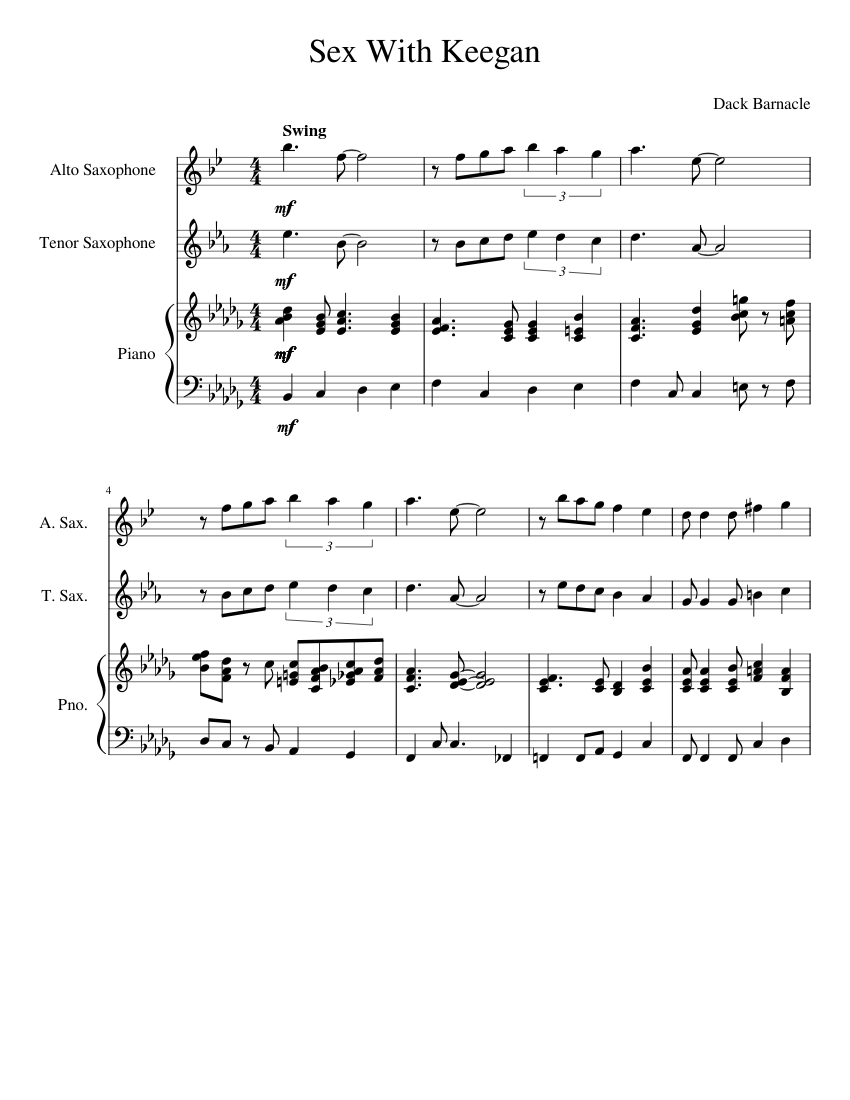 Sex With Keegan Sheet music for Piano, Saxophone alto, Saxophone tenor ...