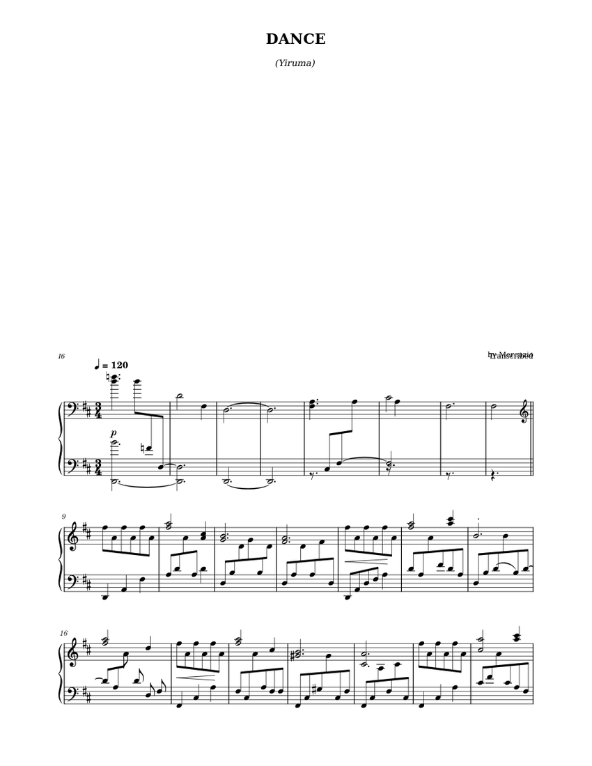 Dance – Yiruma Sheet Music for Piano (Solo) | MuseScore.com