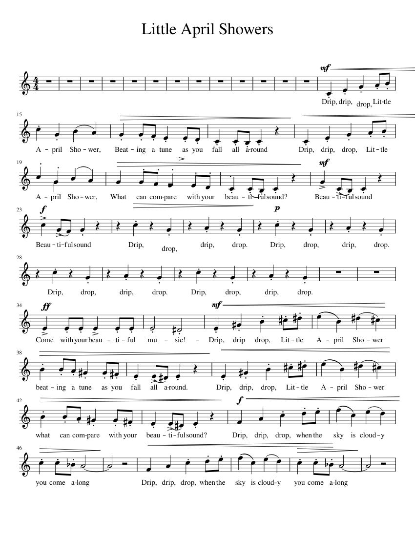 Little April Showers Sheet Music for Violin (Solo) | MuseScore.com