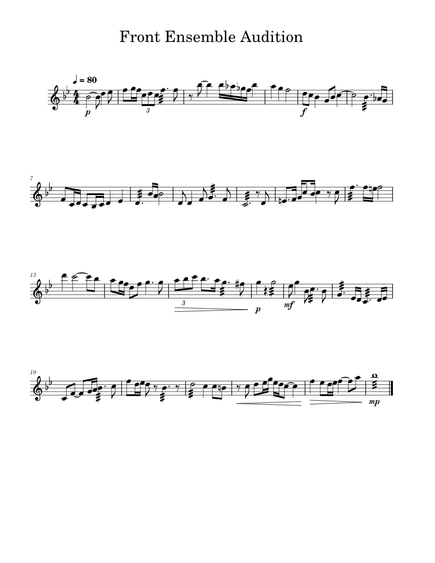 Front Ensemble Audition Sheet music for Marimba (Solo) | Musescore.com