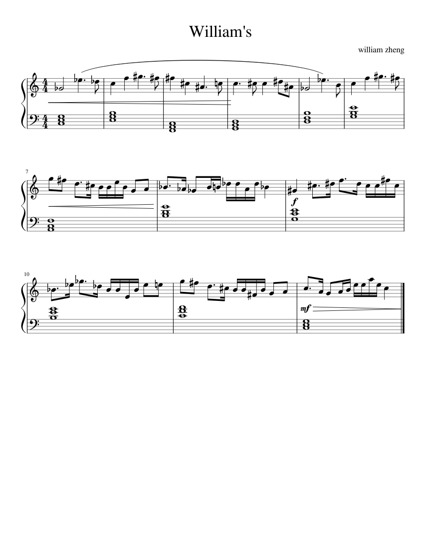 william Sheet music for Piano (Solo) Easy | Musescore.com