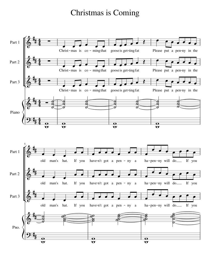 Christmas is Coming Sheet music for Piano (Mixed Quartet) | Musescore.com