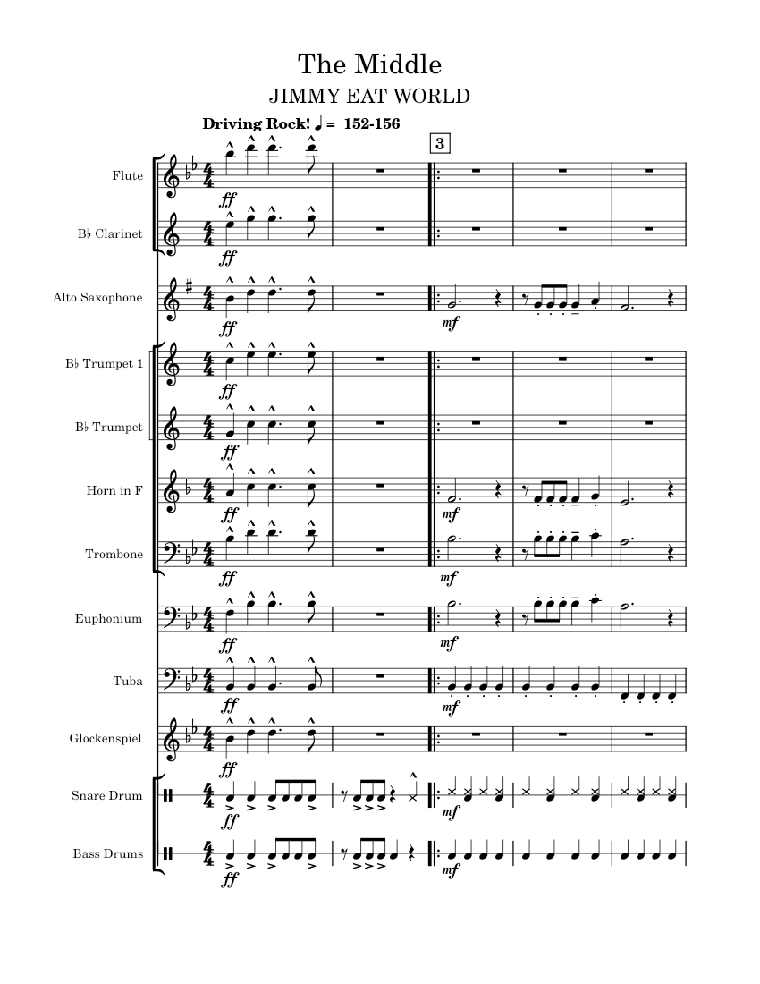 The Middle - Jimmy Eat World Sheet Music for Trombone, Euphonium, Tuba ...