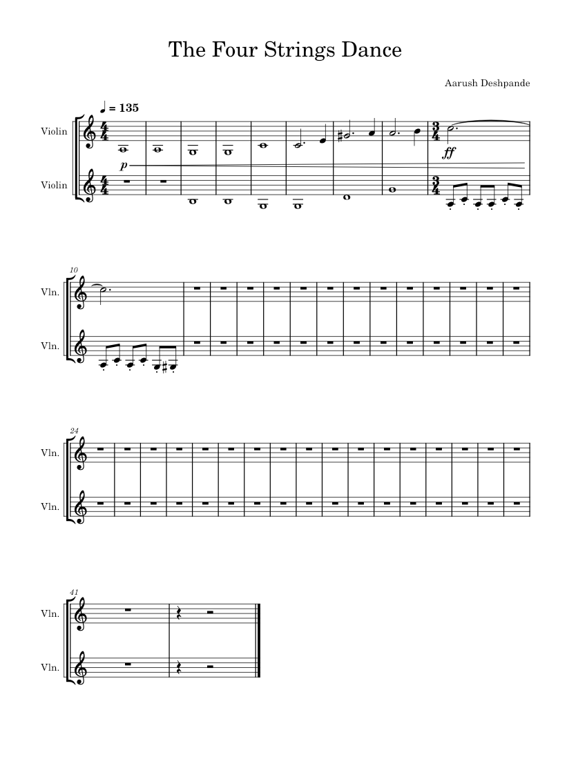 The Four Strings Dance – Raphael Medina Sheet Music for Violin (String ...