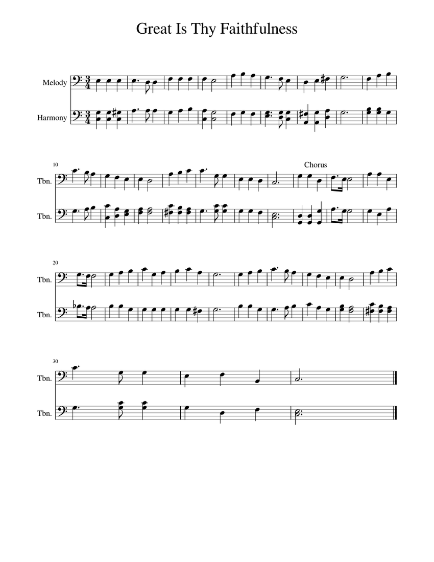 Great Is Thy Faithfulness Sheet music for Trombone (Brass Duet ...