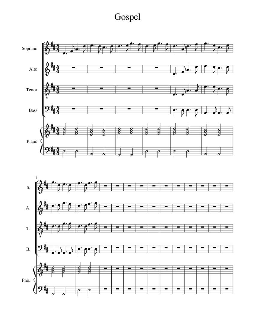 Gospel Sheet music for Piano, Soprano, Alto, Tenor & more instruments ...