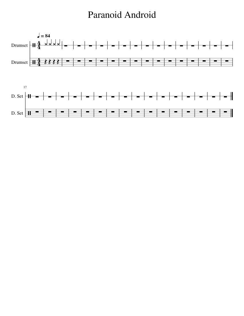 Paranoid Android Sheet Music for Drum group (Percussion Duet ...