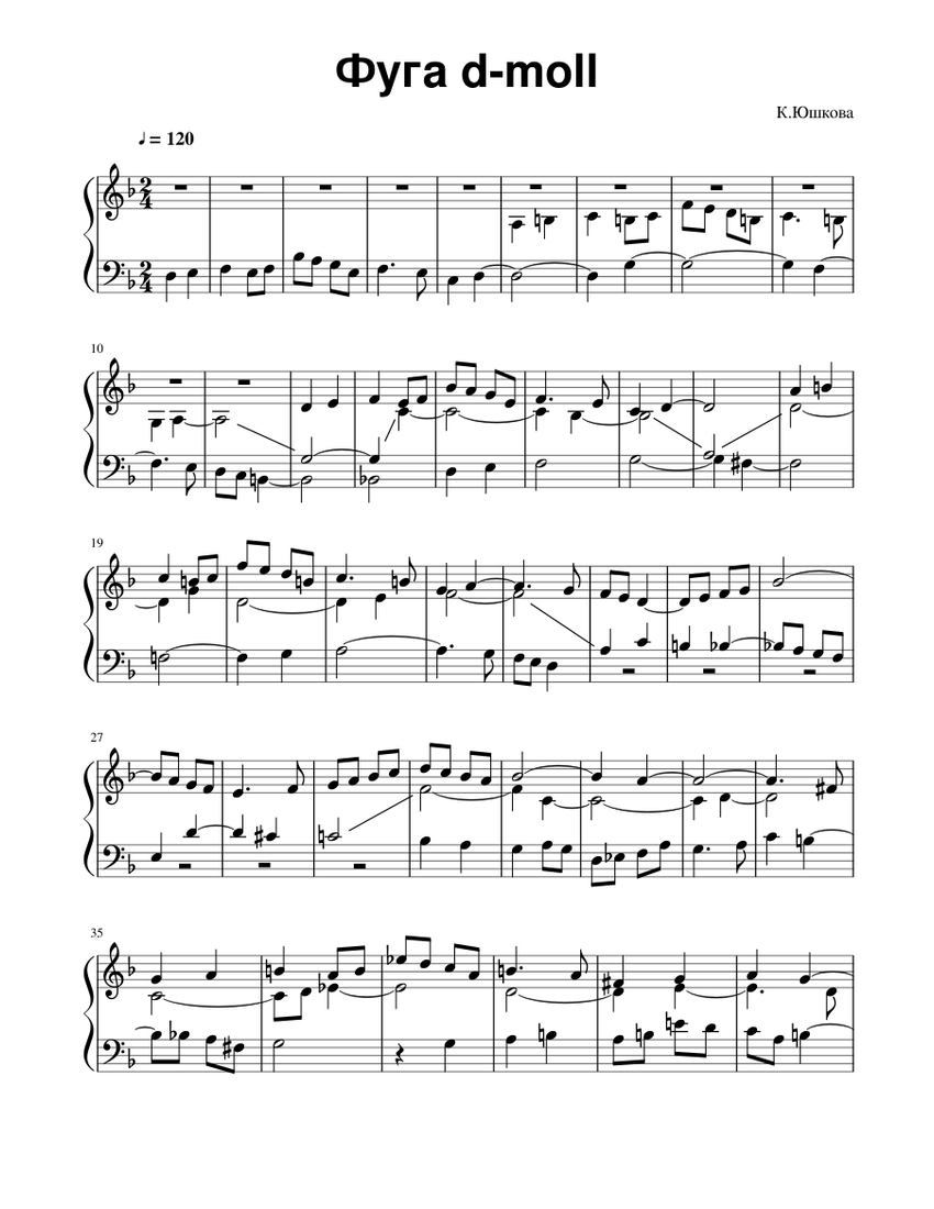 d moll Sheet Music for Piano (Solo) | MuseScore.com
