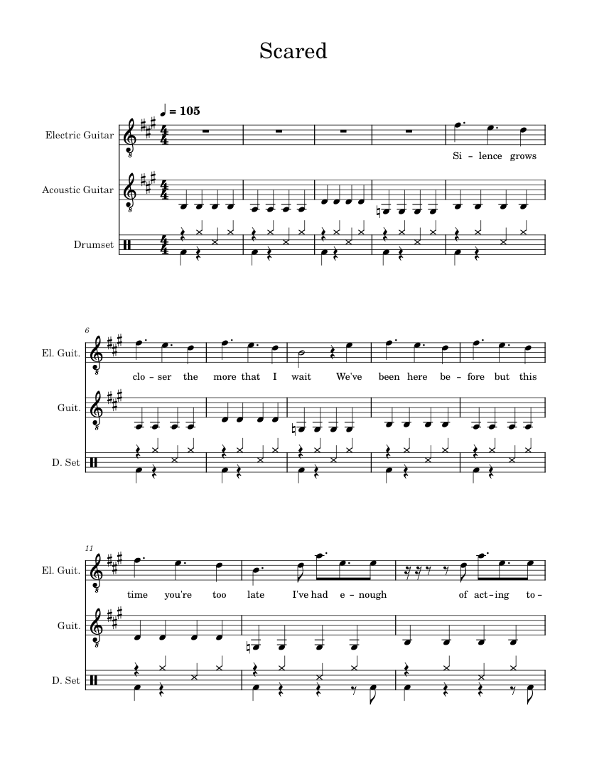 Scared Sheet Music for Guitar, Drum group (Mixed Trio) | MuseScore.com