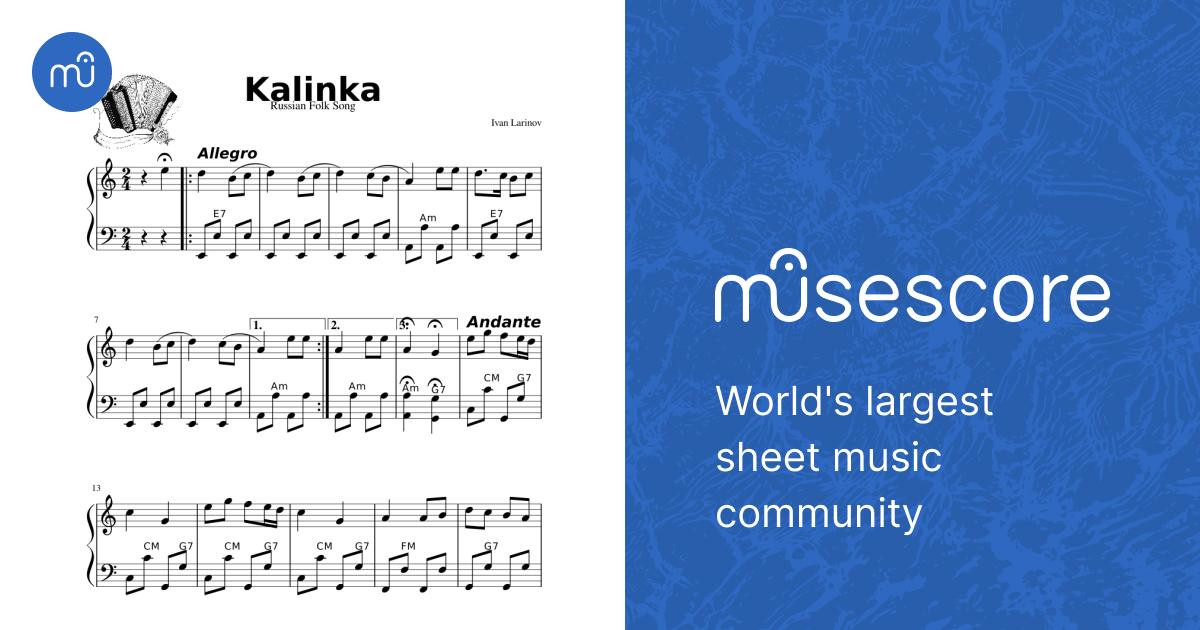Kalinka Sheet Music with Chords for Piano (Solo) Easy | MuseScore.com