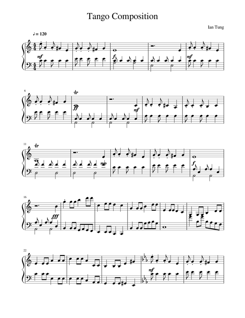 Tango Composition Sheet music for Piano (Solo) Easy | Musescore.com