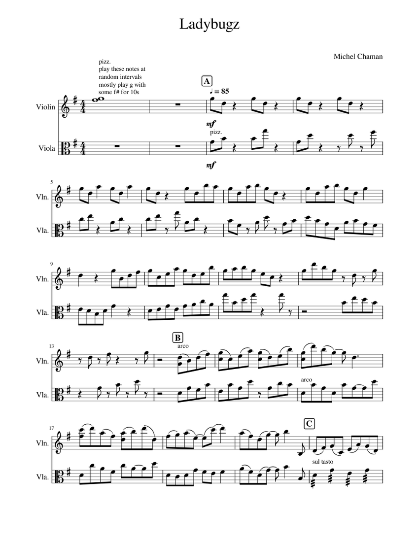 Ladybugz Sheet music for Violin, Viola (String Duet) | Musescore.com