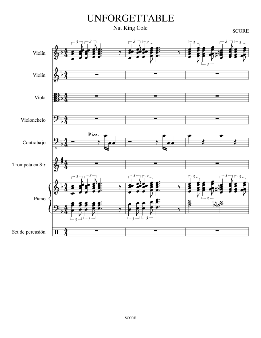 UNFORGETTABLE Score Sheet music for Piano, Trumpet in b-flat ...