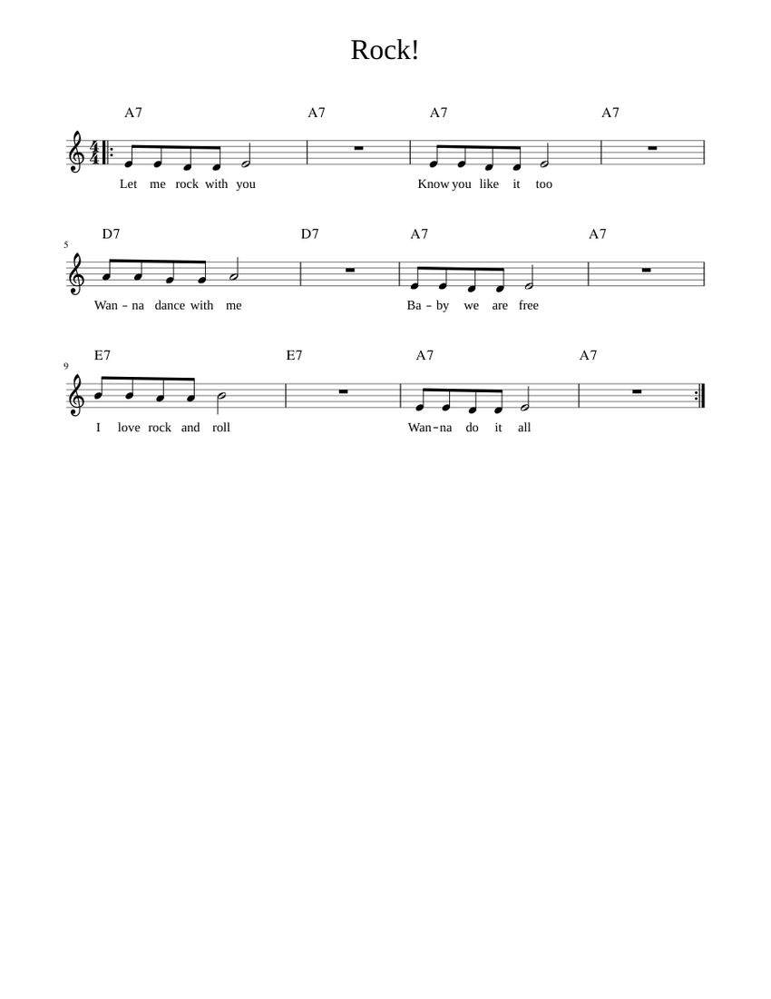 Rock! Sheet music for Vocals (Solo) | Musescore.com