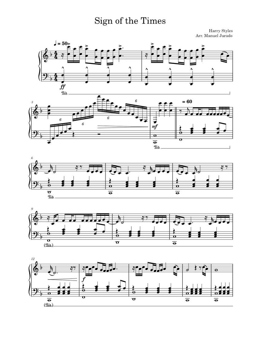 Sign of the Times – Harry Styles Sheet Music for Piano (Solo ...