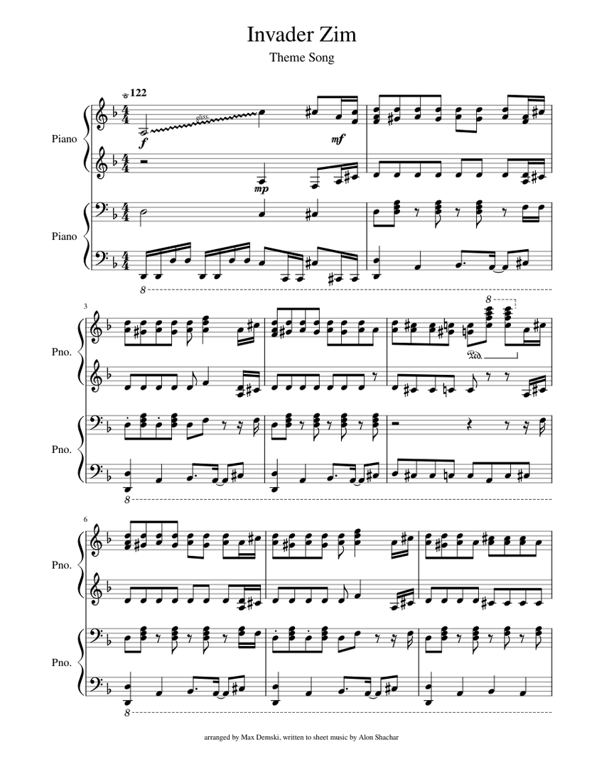 Invader Zim Theme Sheet music for Piano (Piano Four Hand) | Musescore.com