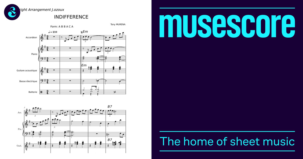INDIFFERENCE arrg POSC Sheet music for Piano, Accordion, Guitar, Bass ...