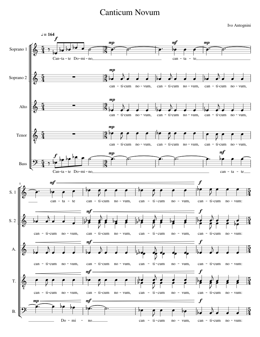 Canticum Novum (Ivo Antognini) Sheet Music for Vocals (Choral ...