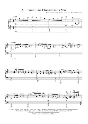 All I Want For Christmas Is You – Mariah Carey Sheet Music for Piano ...
