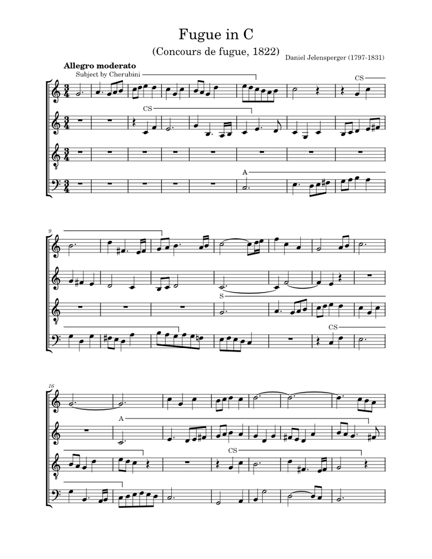 Fugue in C major (1822) – Jelensperger Sheet music for Soprano, Alto ...