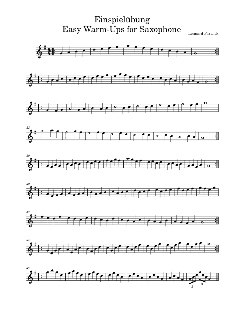 Easy Warm-Up/ Finger Training-Wind Instruments (Saxophone, Clarinet ...