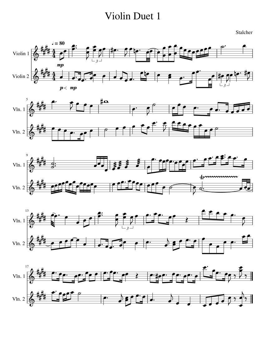 Violin Duet No.1 Sheet music for Violin (String Duet) | Musescore.com