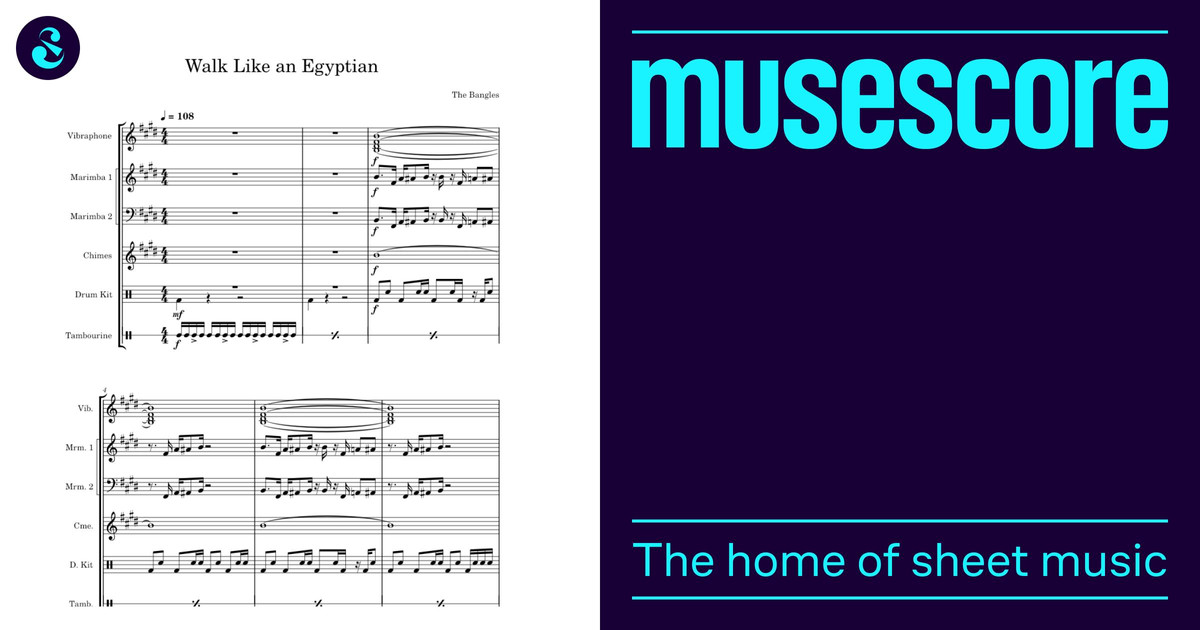 Walk like an egyptian – The Bangles Sheet Music for Vibraphone, Drum ...