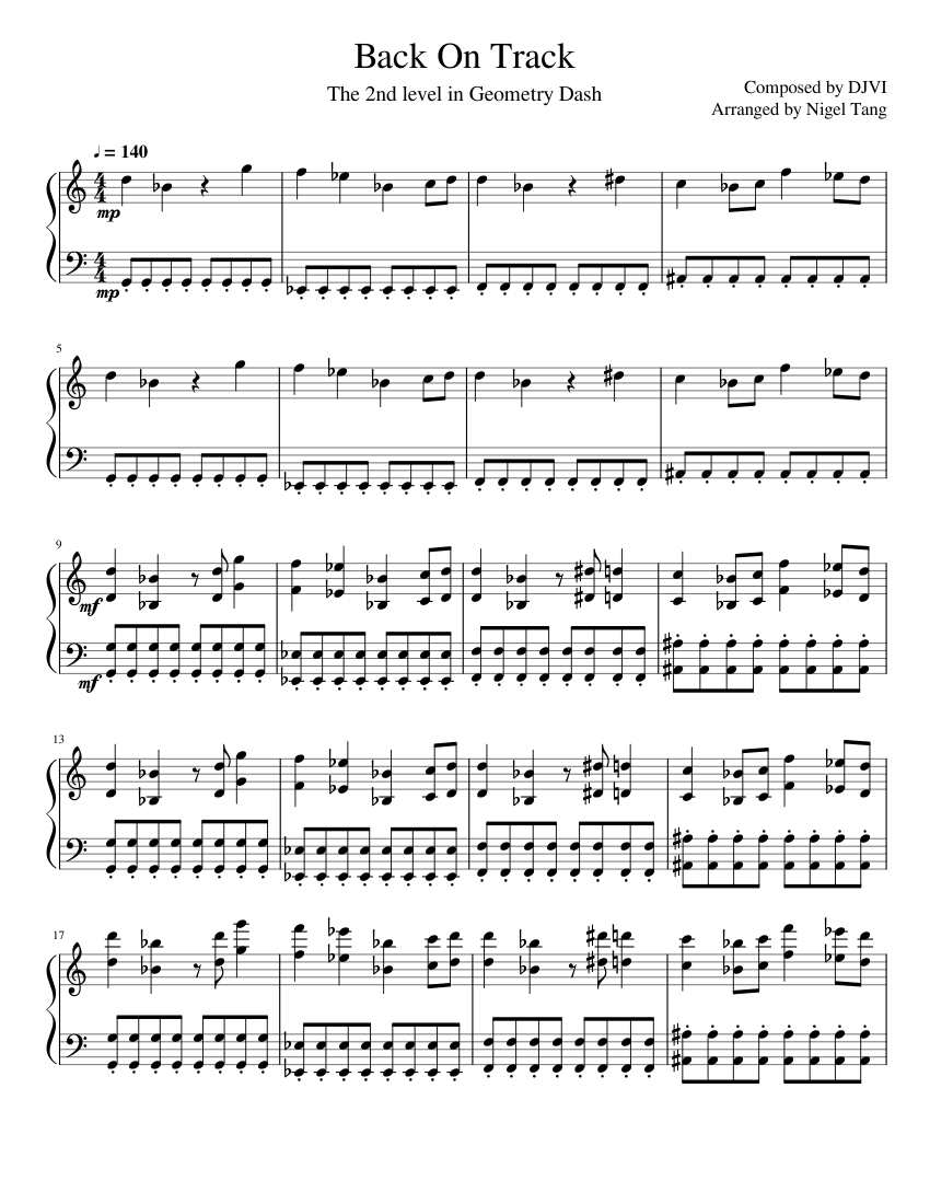 Back On Track Sheet Music for Piano (Percussion Duet) | MuseScore.com