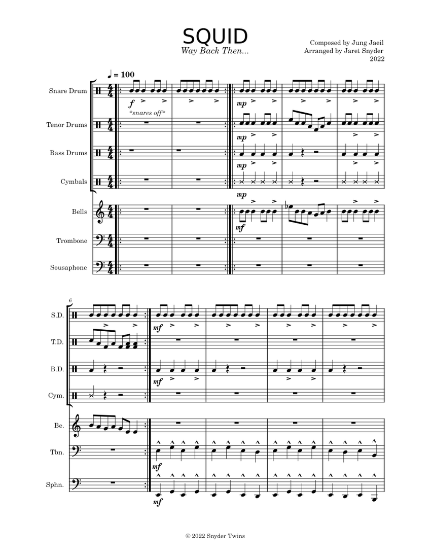 Squid Game - Way Back Then – Jung Jaeil , SQUID Sheet music for ...
