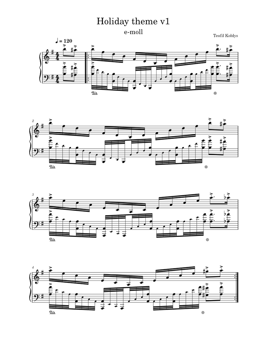 Holiday theme v1 Sheet music for Piano (Solo) | Musescore.com