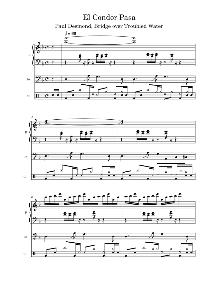 El condor pasa – Misc Traditional / Paul Desmond Sheet Music with ...