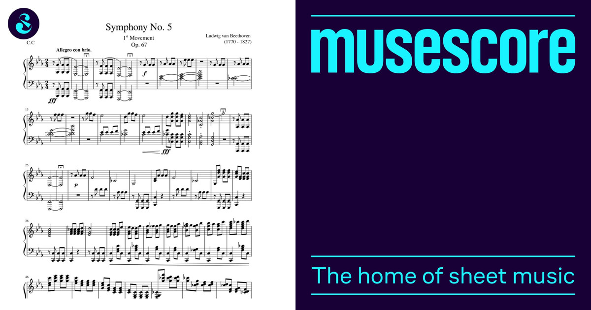 5th Symphony 1st Movement – Ludwig van Beethoven Sheet Music for Piano ...