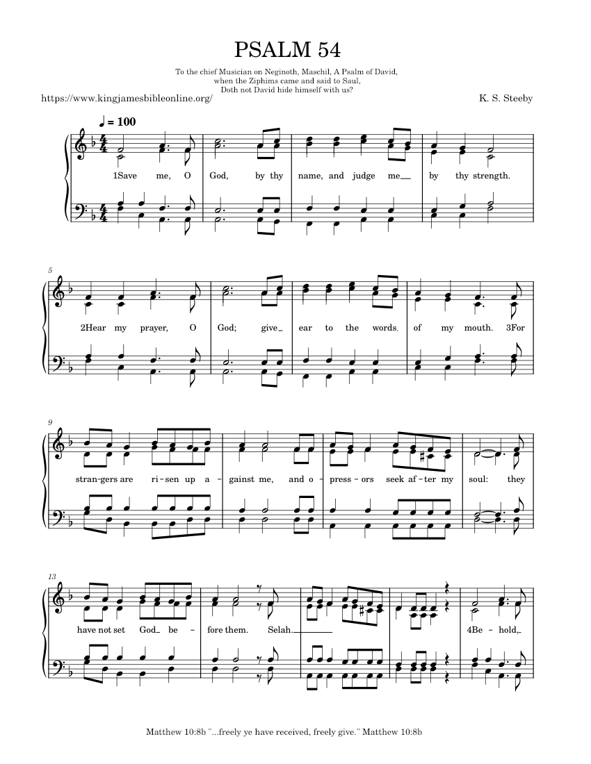 Psalm 54 Sheet Music for Piano (Solo) | MuseScore.com