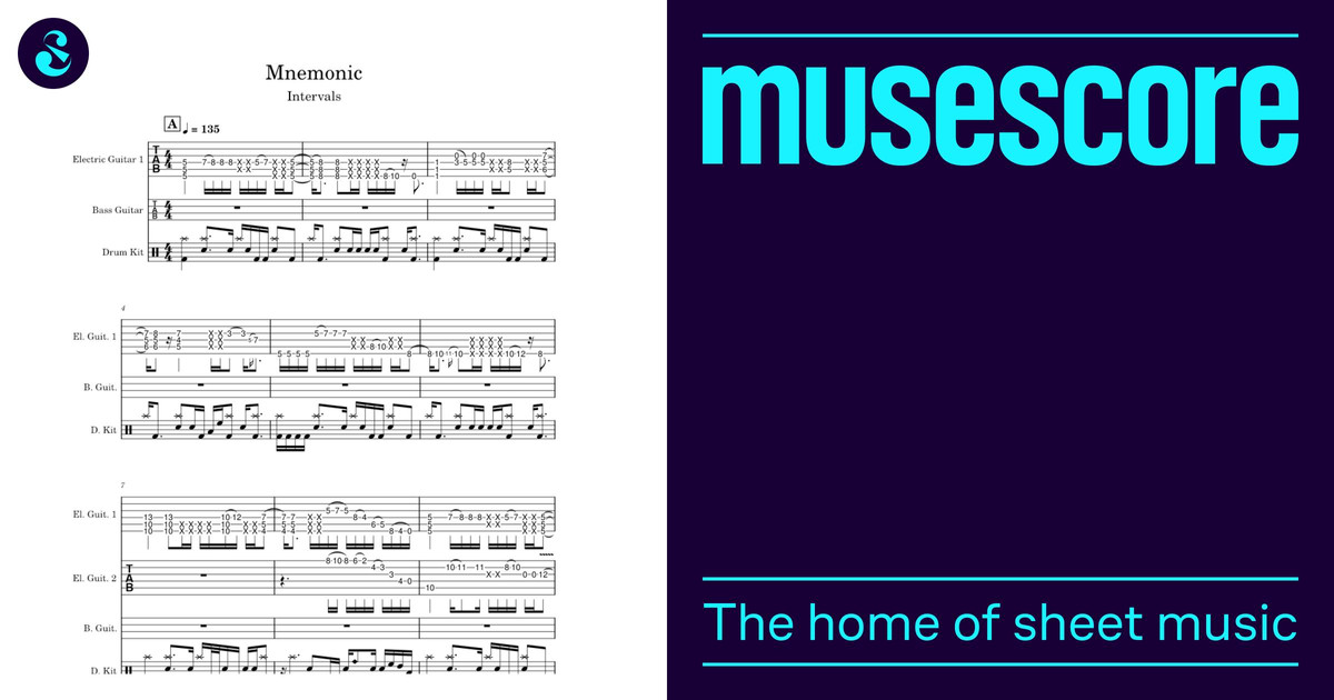 Mnemonic – Intervals Sheet Music and Tab for Guitar, Bass guitar, Drum ...