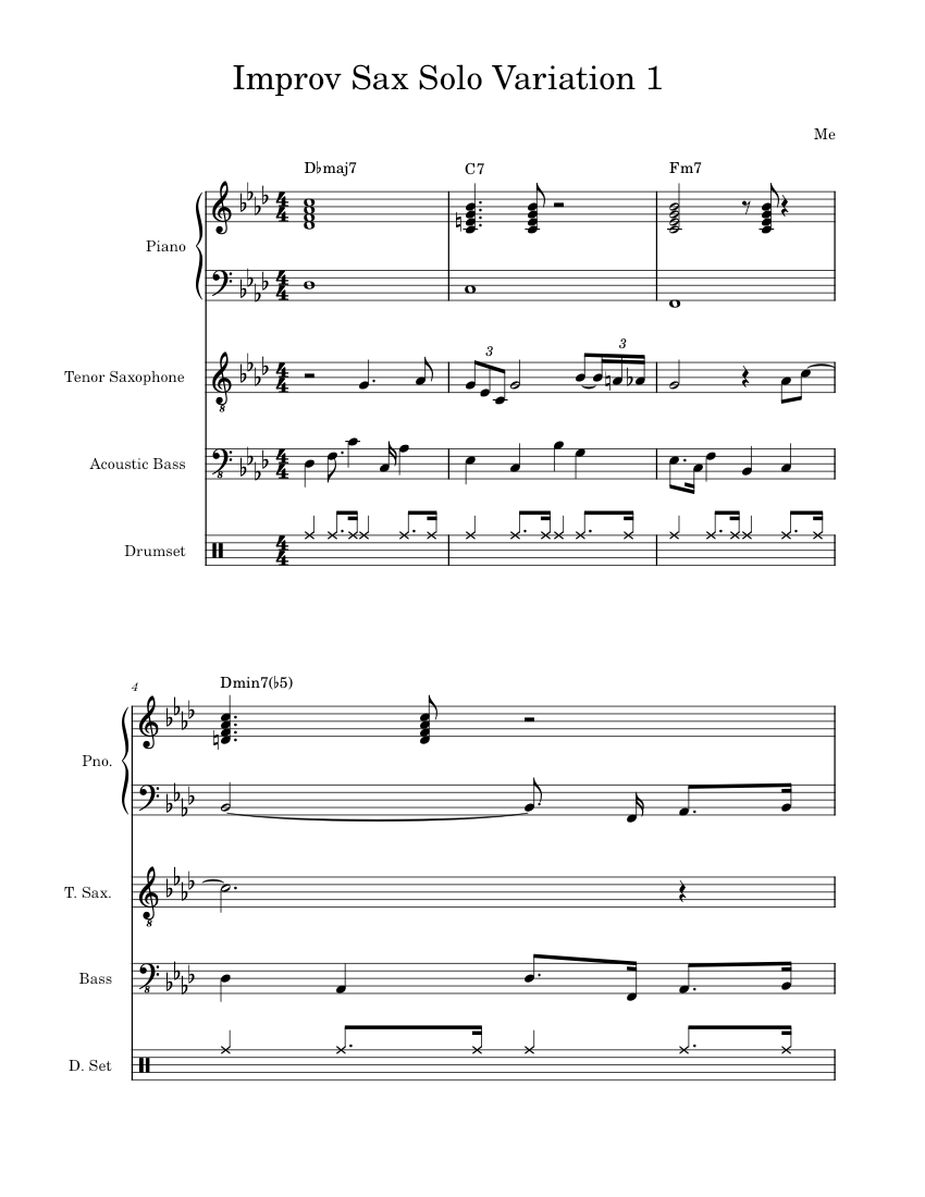 Improv Sax Solo Variation 1 Sheet music for Piano, Saxophone tenor ...