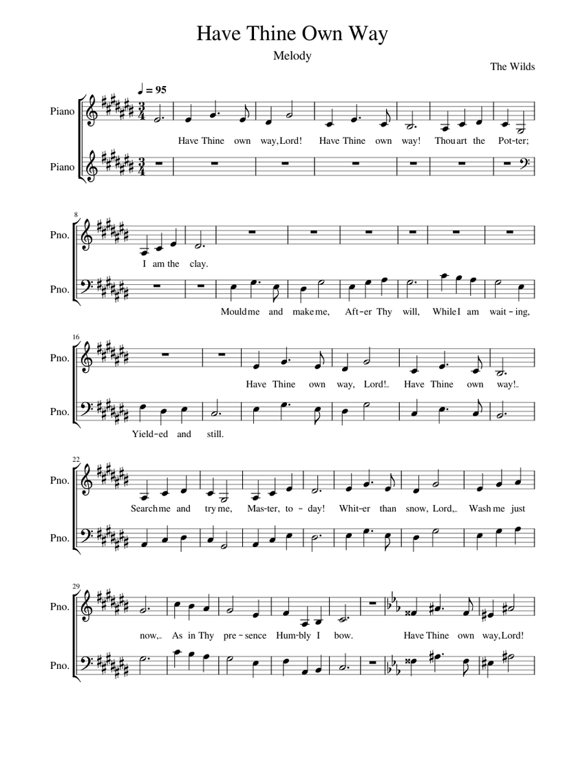 Have Thine Own Way Melody Sheet music for Piano (Piano Duo) | Musescore.com