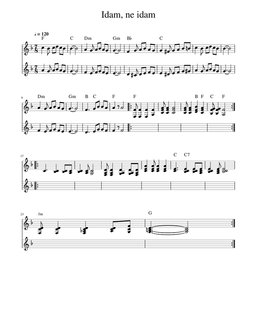 Idam, ne idam Sheet music for Piano (Piano Duo) | Musescore.com
