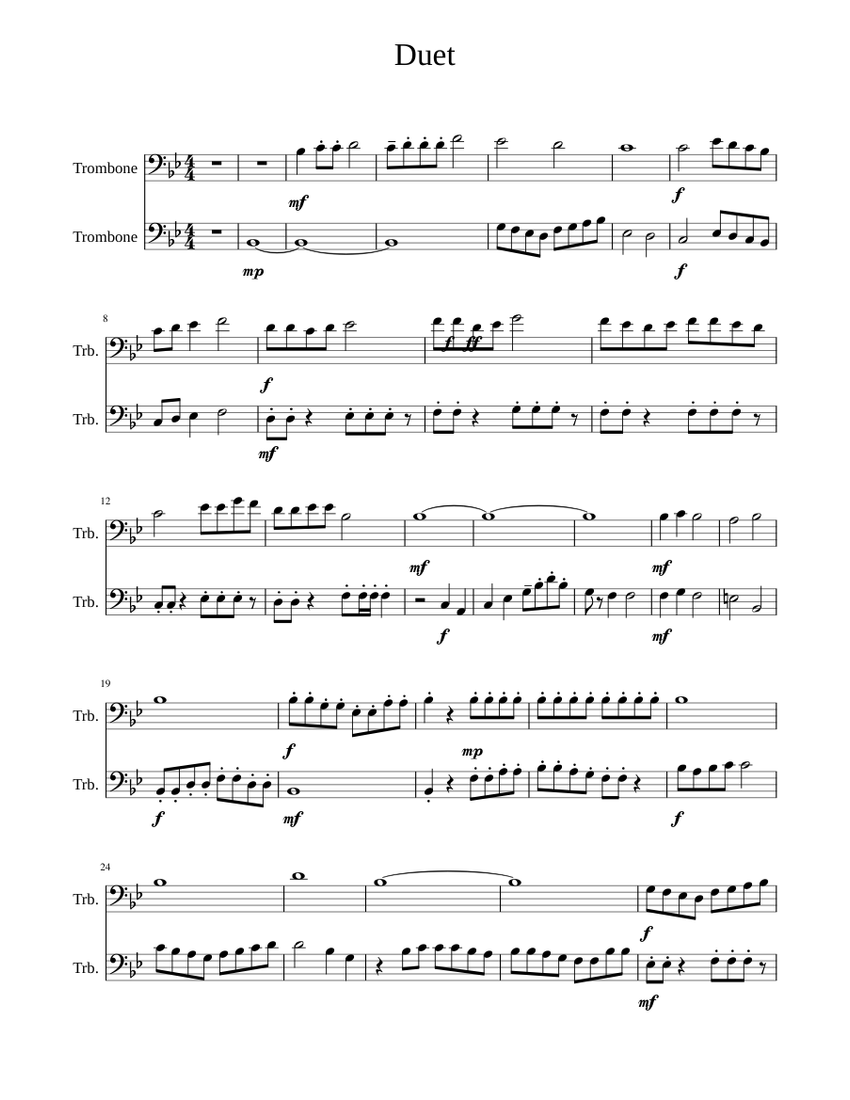 Duet Trombone Sheet music for Trombone (Brass Duet) | Musescore.com