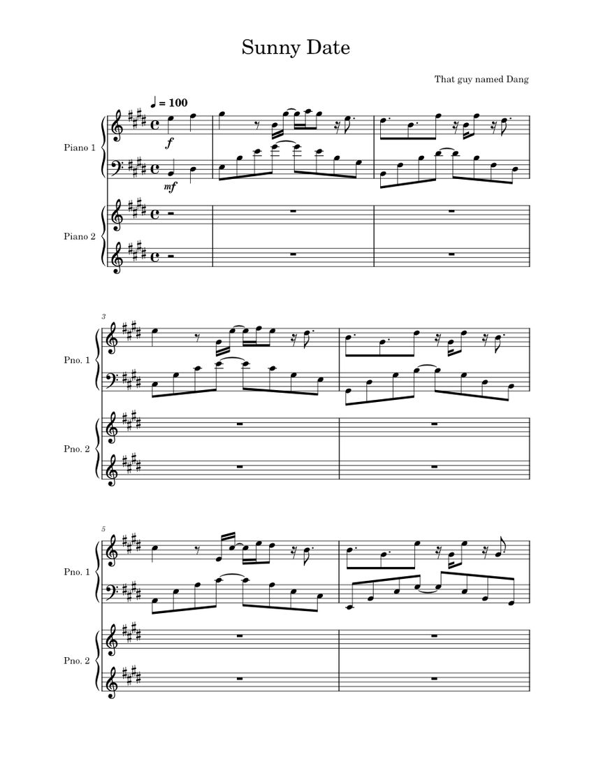 Sunny Date Sheet music for Piano (Piano Duo) | Musescore.com
