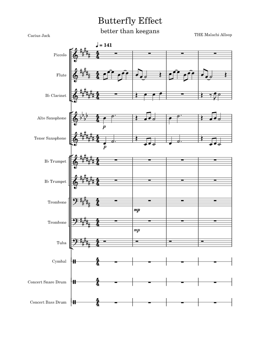 Butterfly effect – Travis Scott Butterfly_Effect Sheet music for ...