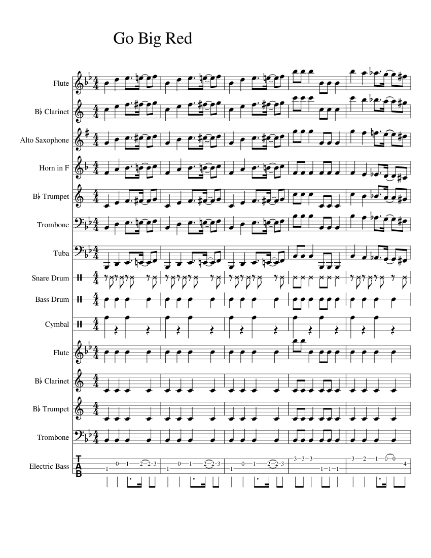 Go Big Red and Goodbye Song Sheet music for Trombone, Tuba, Flute ...