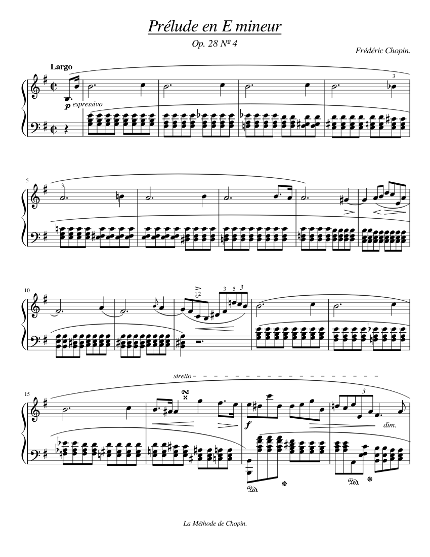 Prelude in E minor Op. 28 No. 4 – Frédéric Chopin Op. 28 Nº 4 Prélude ...