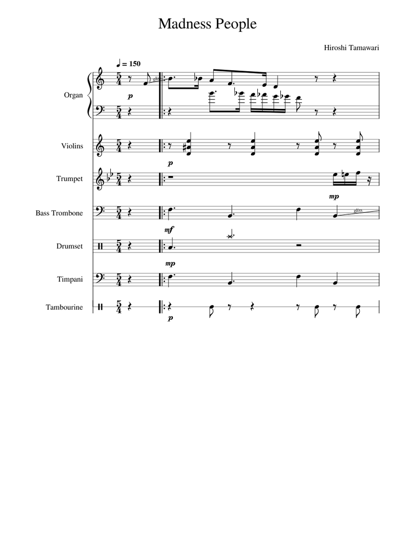 Madness People Sheet music for Organ, Trombone bass, Tambourine ...