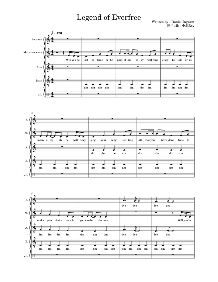 Legend_of_Everfree Sheet Music for Piano, Drum group (SATB) | MuseScore.com