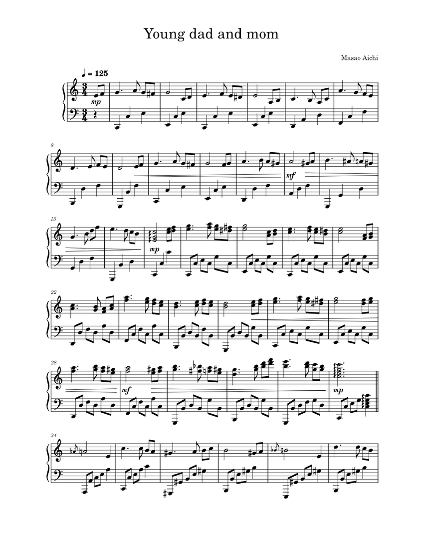 Young dad and mom Sheet Music for Piano (Solo) | MuseScore.com