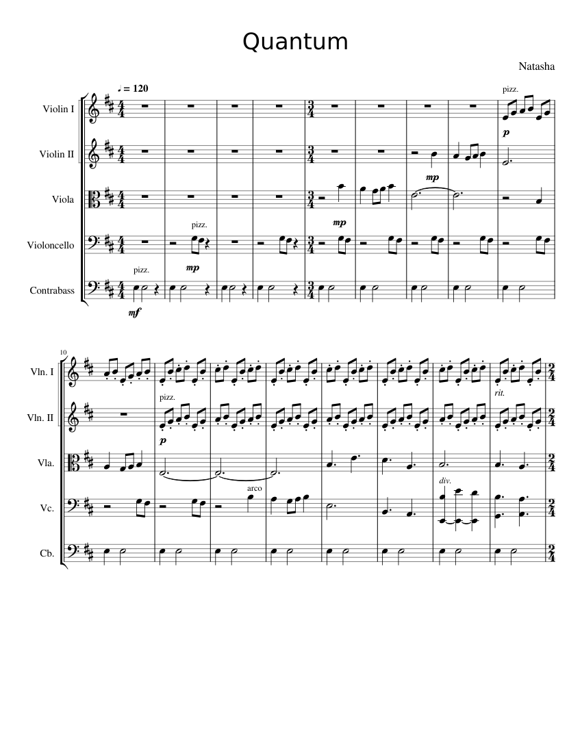 Quantum Sheet Music for Contrabass, Violin, Viola, Cello (String Quintet) | MuseScore.com