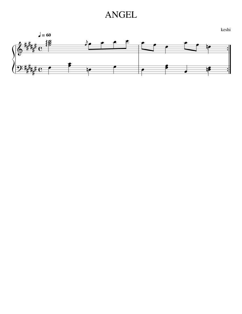 ANGEL by keshi Sheet Music for Piano (Solo) easy | MuseScore.com