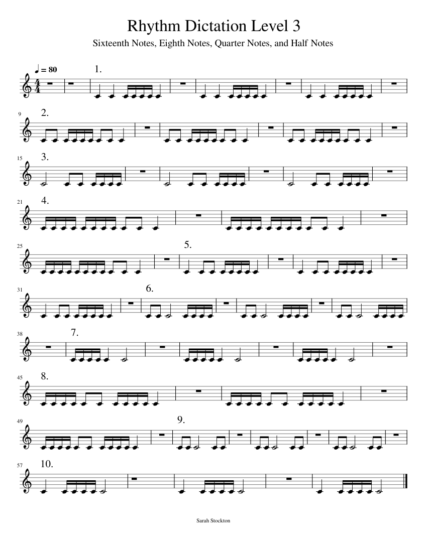 Rhythm Dictation Level 3 Sheet music for Piano (Solo) | Musescore.com